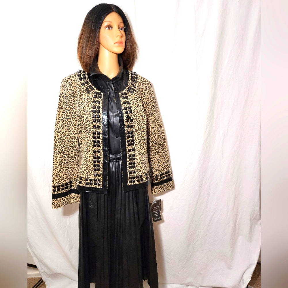 Nwot Pamela Mccoy Couture Animal Print Leather Jacket - Gem